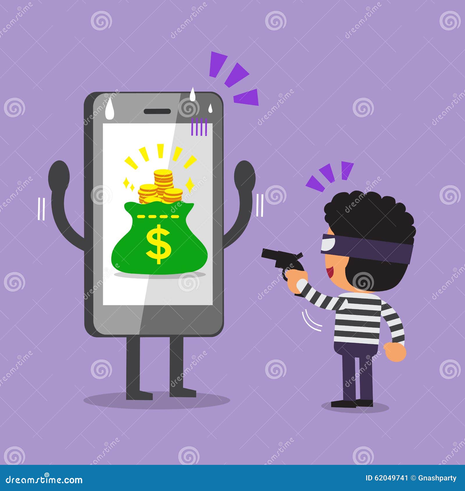 Cartoon Thief Stealing Money from Smartphone Stock Vector ...