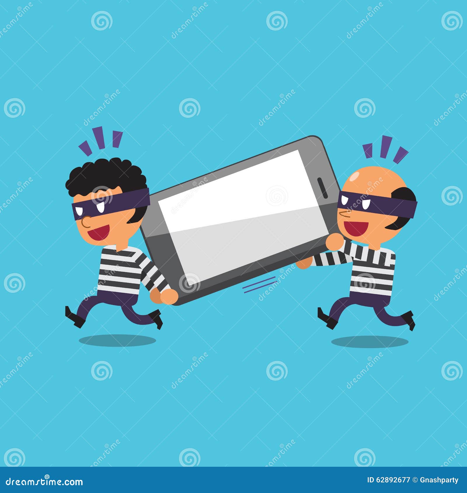Cartoon Thieves Stealing Big Smartphone Stock Vector - Illustration of ...