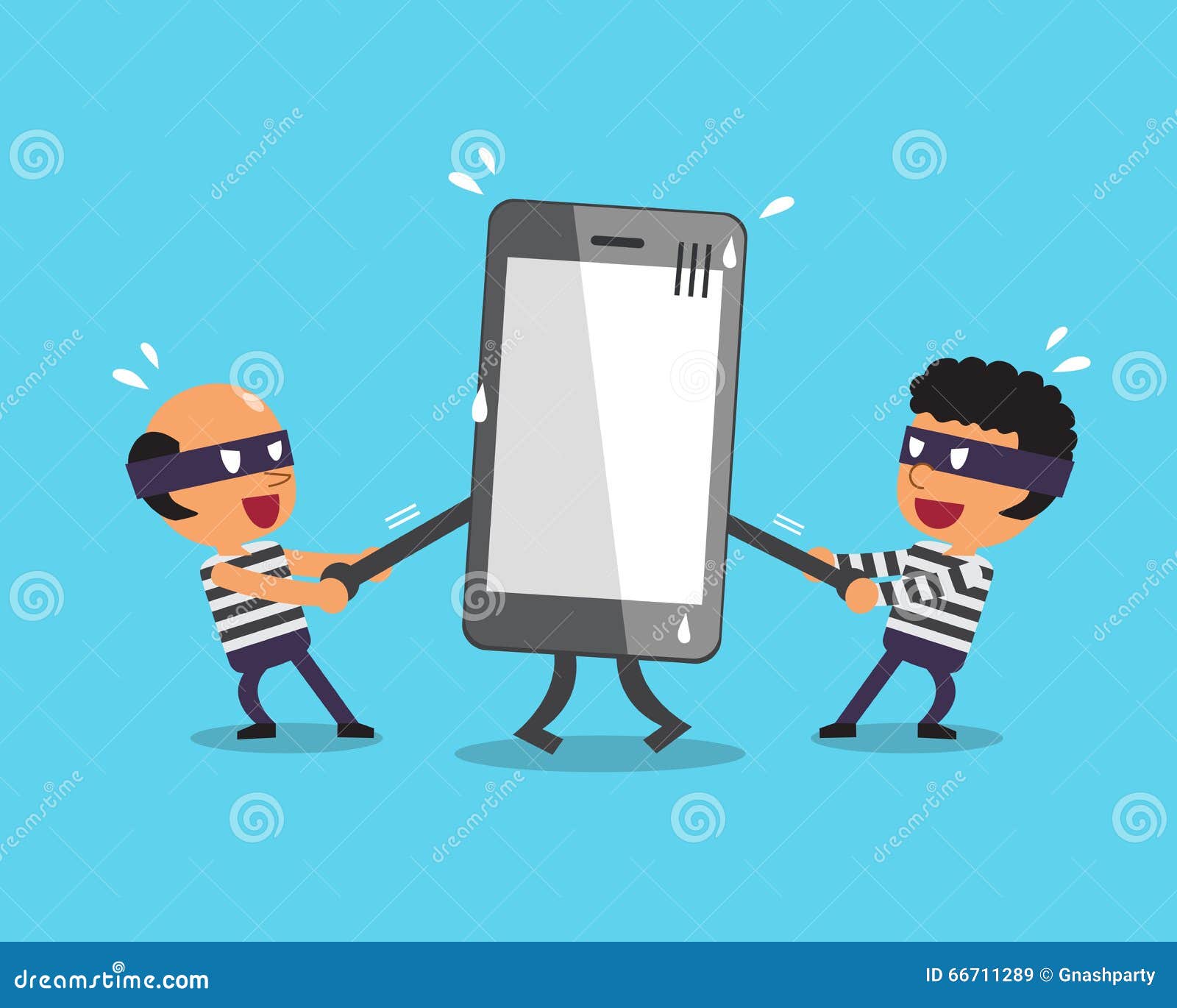 Cartoon Thieves Stealing Big Smartphone Stock Vector - Illustration of ...