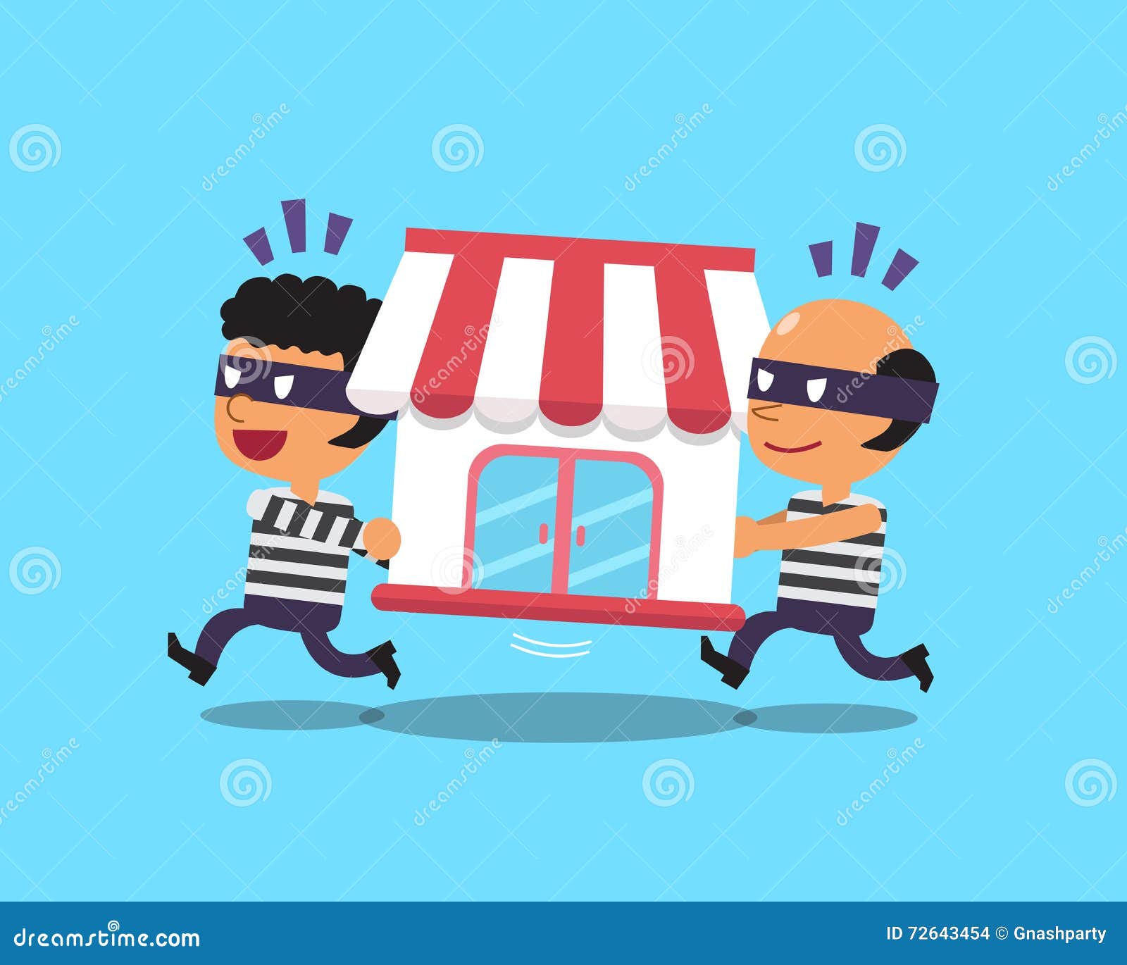 Cartoon Thieves Stealing Shop Building Stock Vector - Illustration of ...