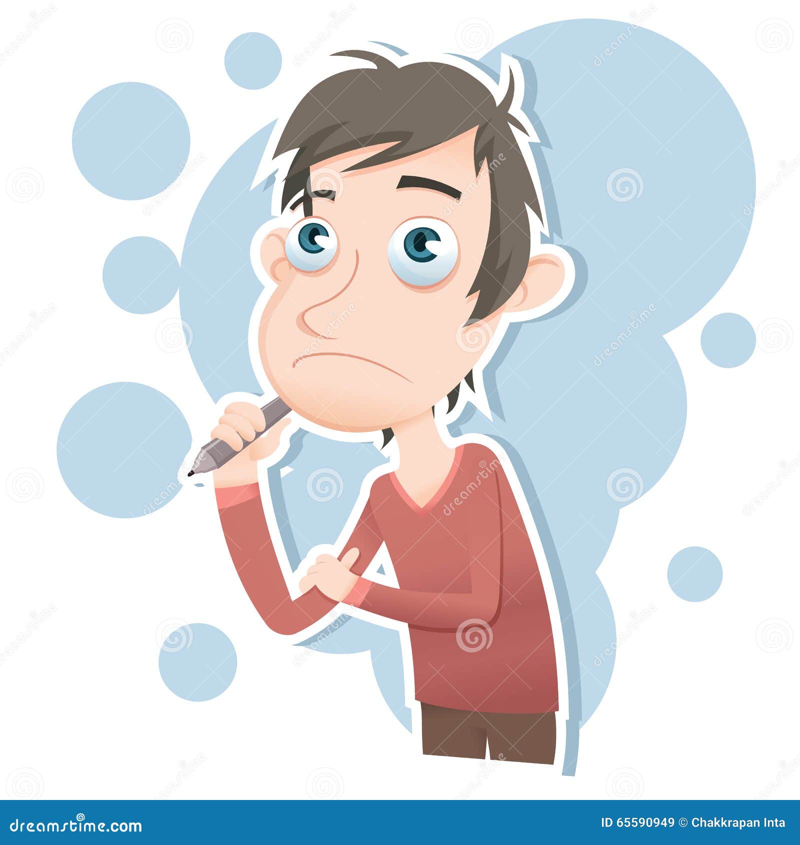 Cartoon thoughtful boy stock vector. Illustration of cartoon - 65590949
