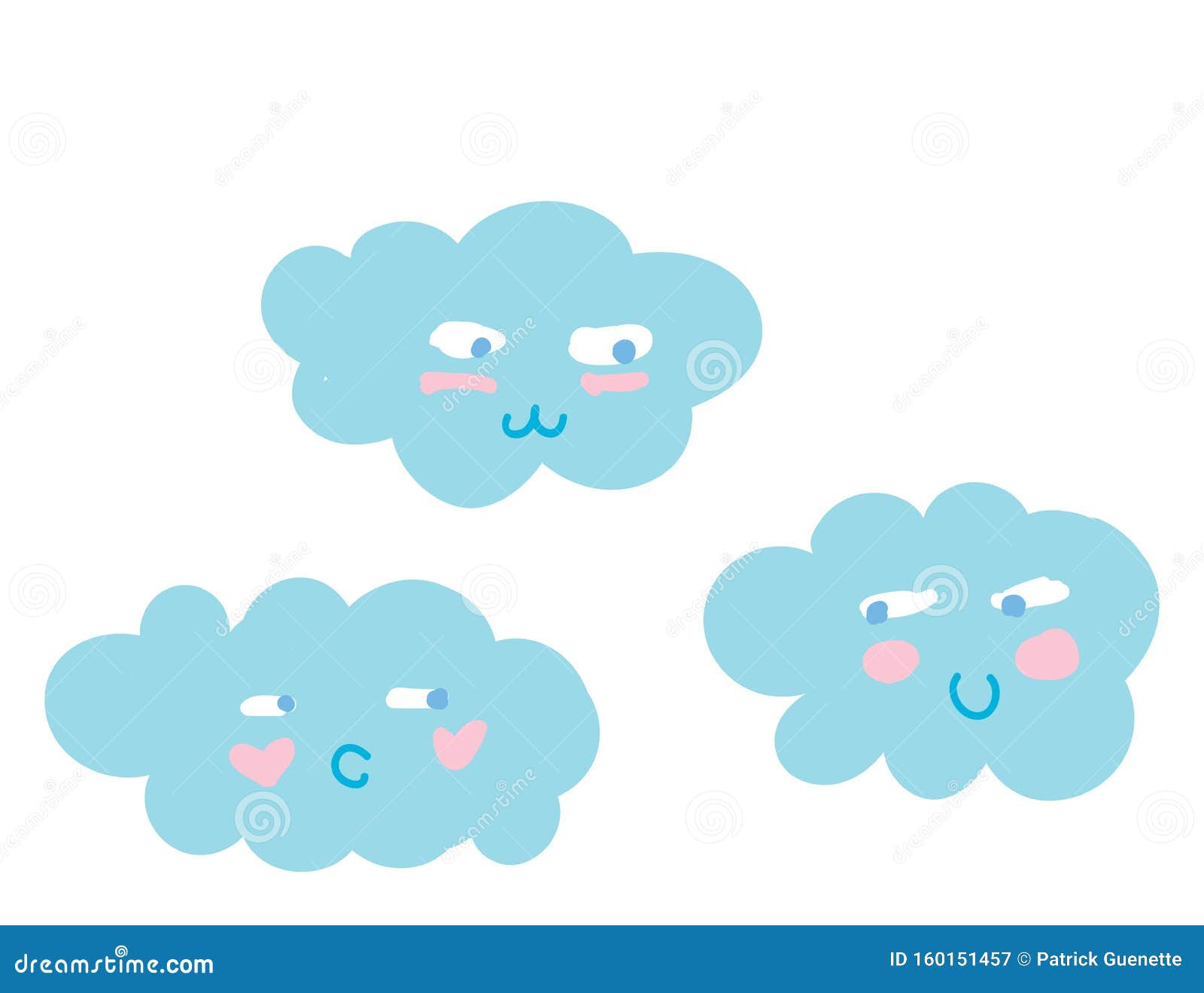 A Cartoon of Three Clouds Vector or Color Illustration Stock Vector ...
