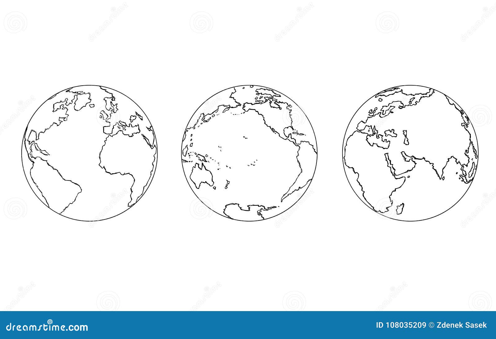Cartoon of Three Views of Planet Earth Globe Stock Vector ...