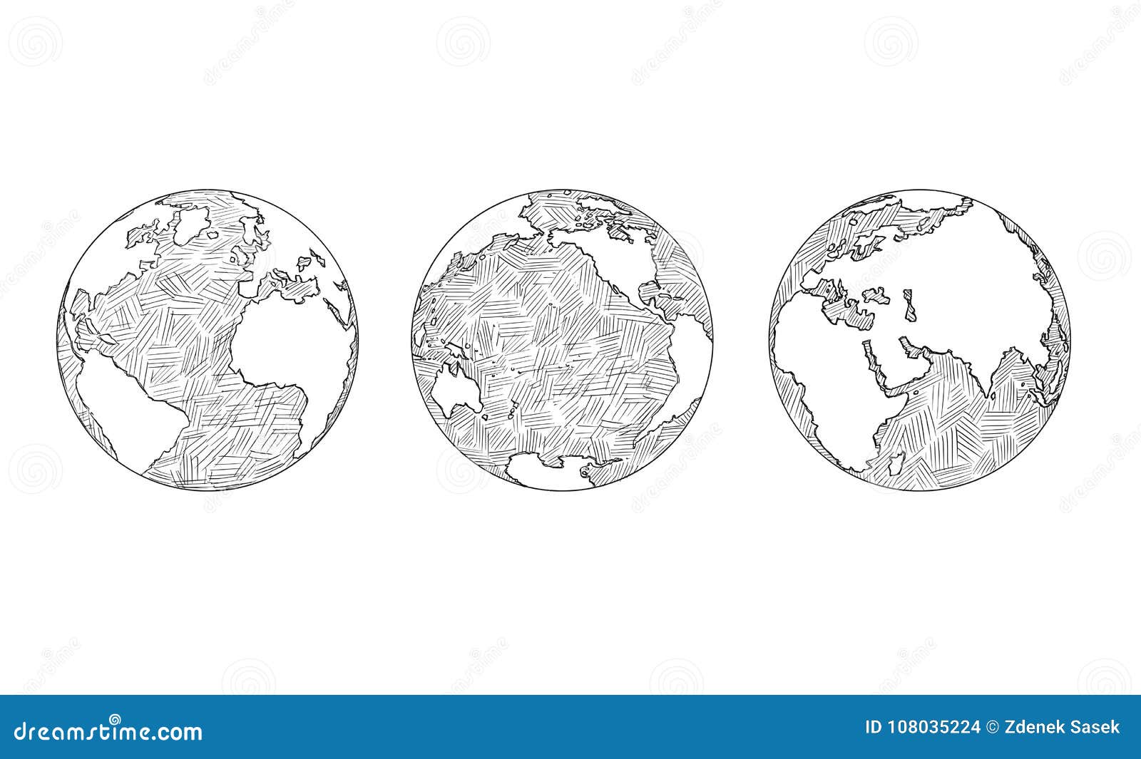Cartoon of Three Views of Planet Earth Globe Stock Vector ...