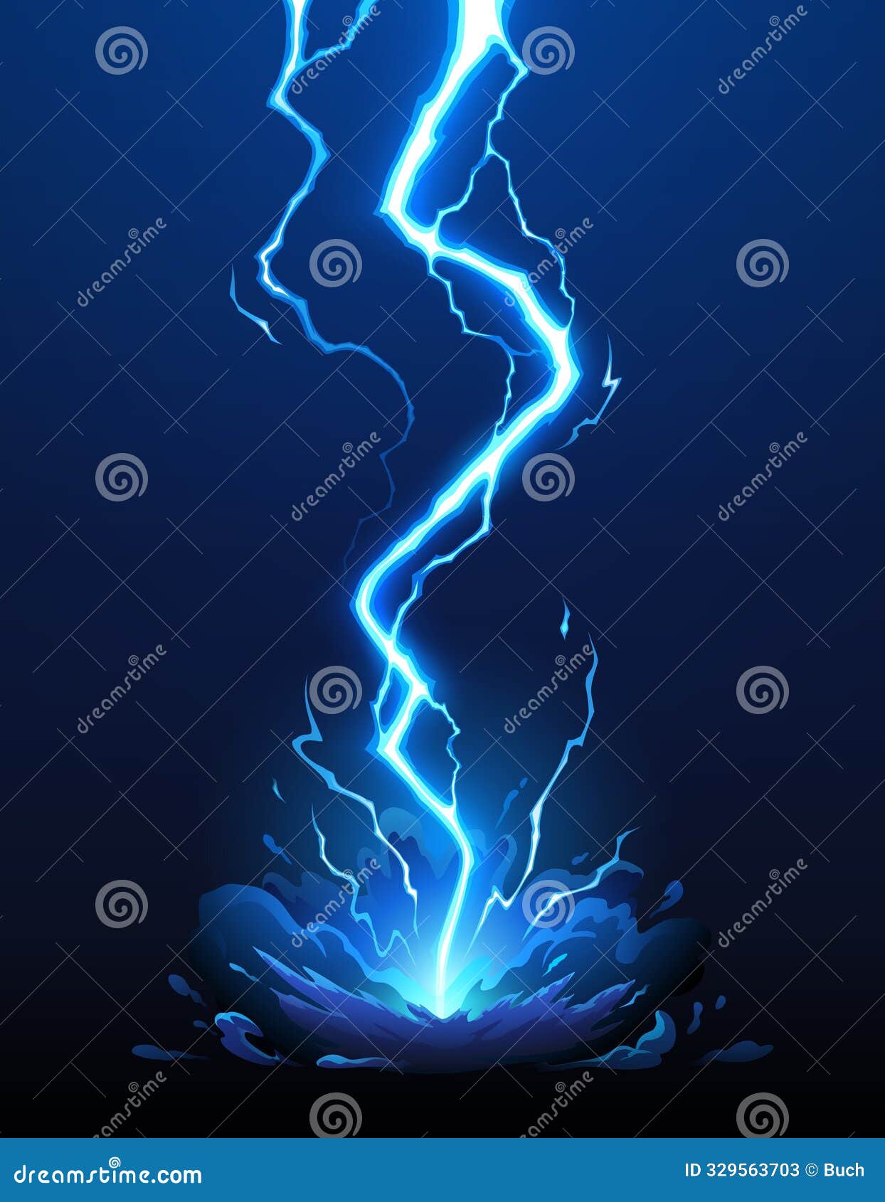 Cartoon Thunder Bolt, Blue Lightning Attack Effect Stock Vector ...