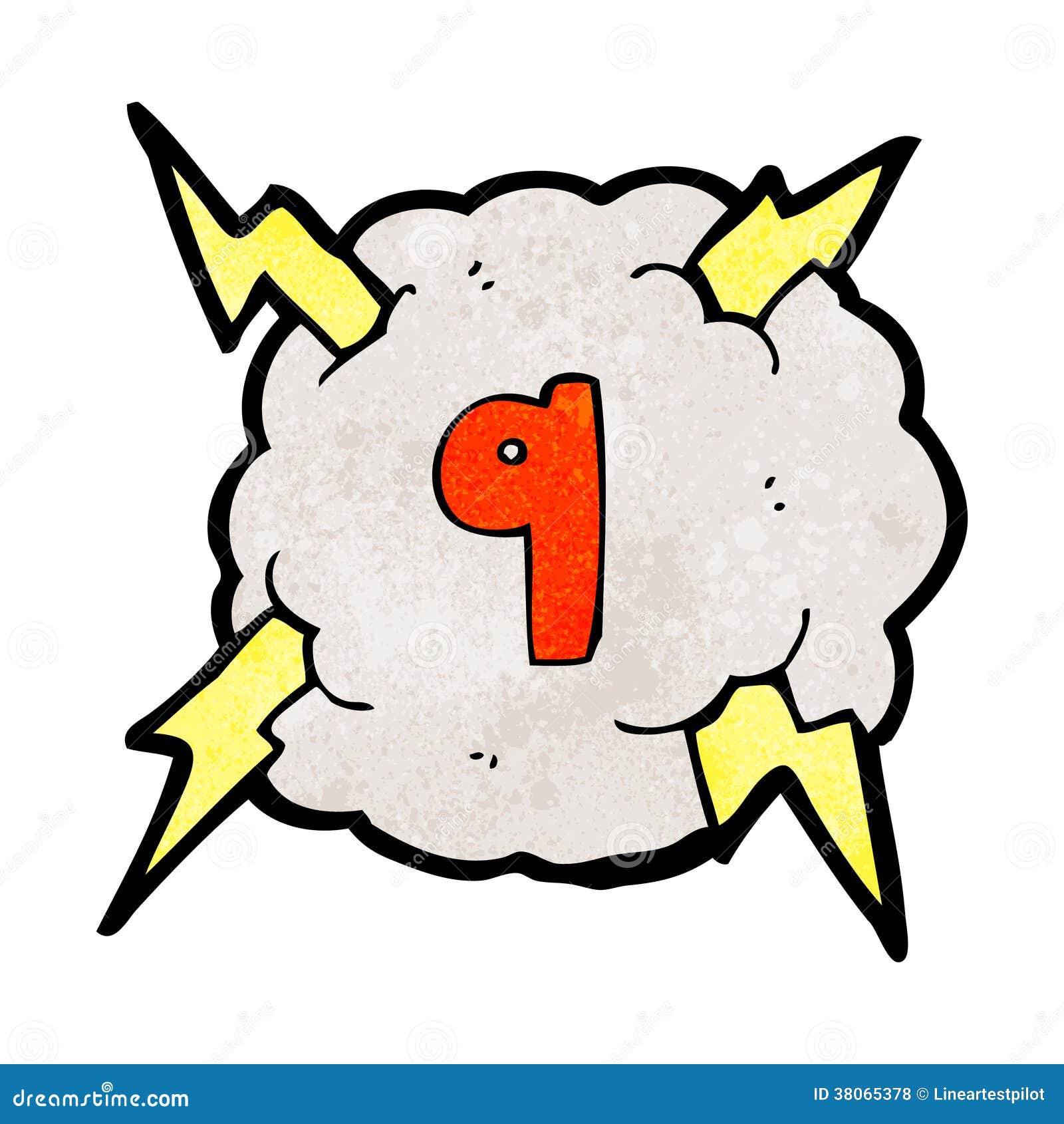 Cartoon Thunder Cloud with Number 9 Stock Vector - Illustration of ...
