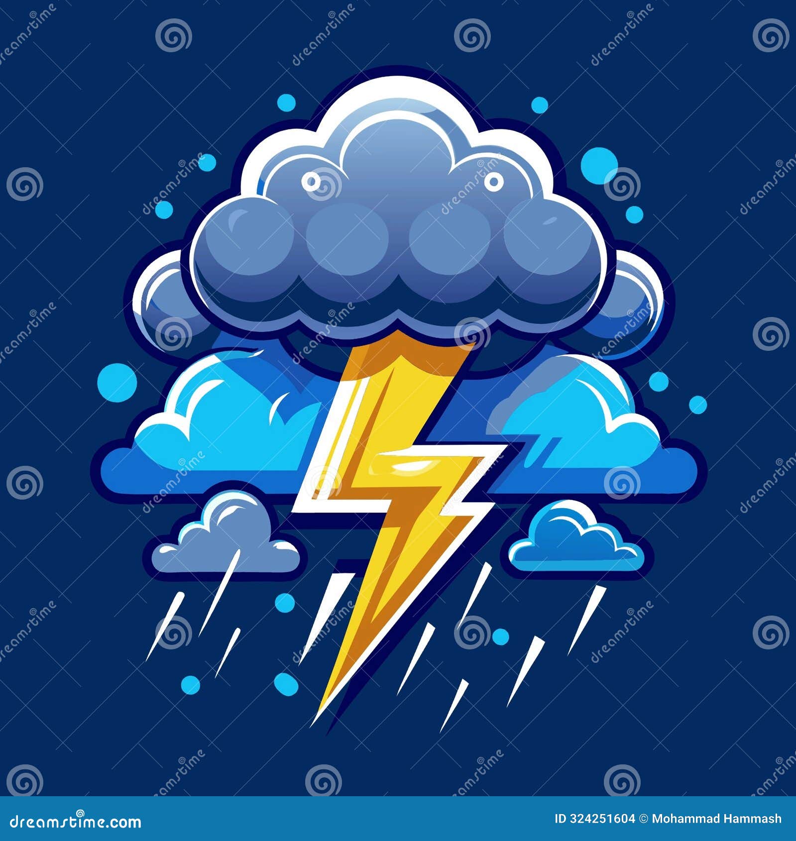 Cartoon Thunderstorm with Lightning Stock Illustration - Illustration ...