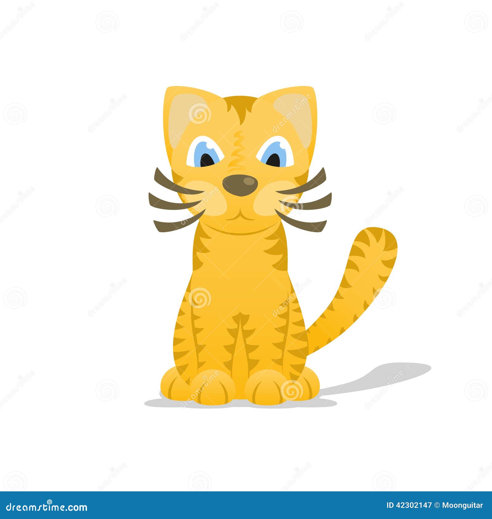 Cartoon Tiger Cat with Shadow, Vector Stock Vector - Illustration of ...