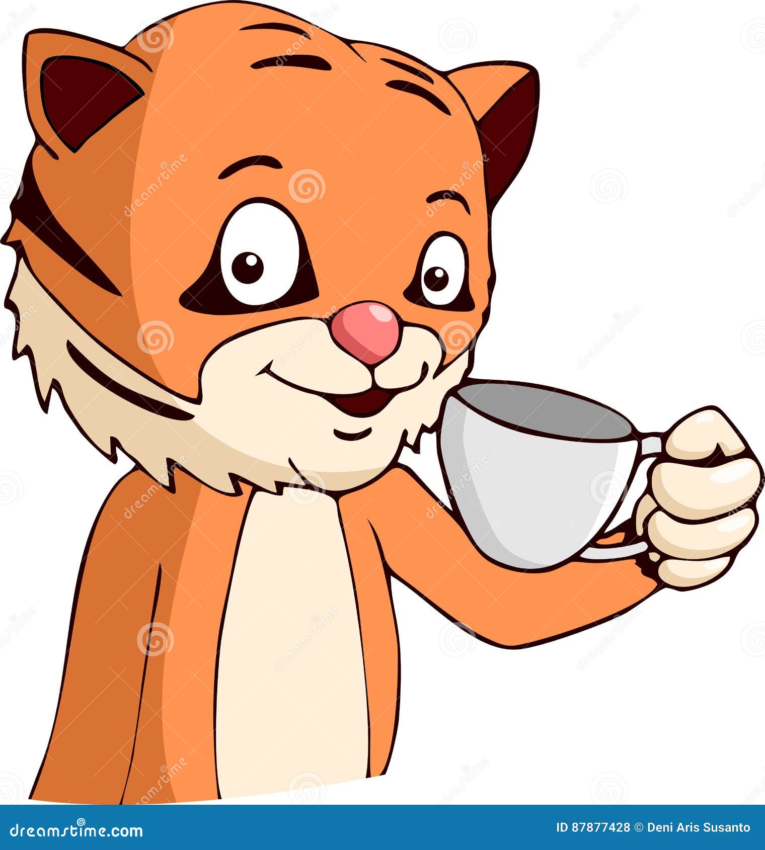Tiger Drinking Coffee