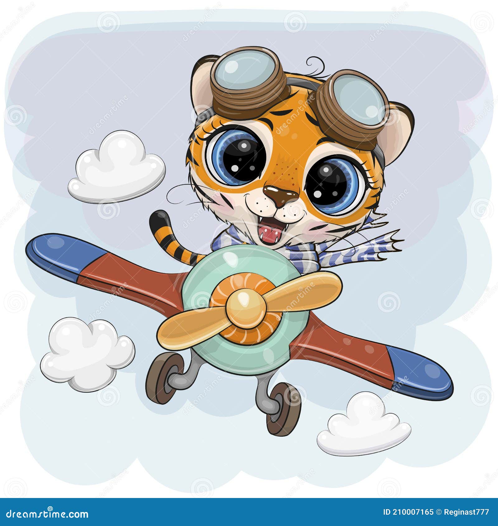 Cartoon Tiger is Flying on a Plane Stock Vector - Illustration of plane ...