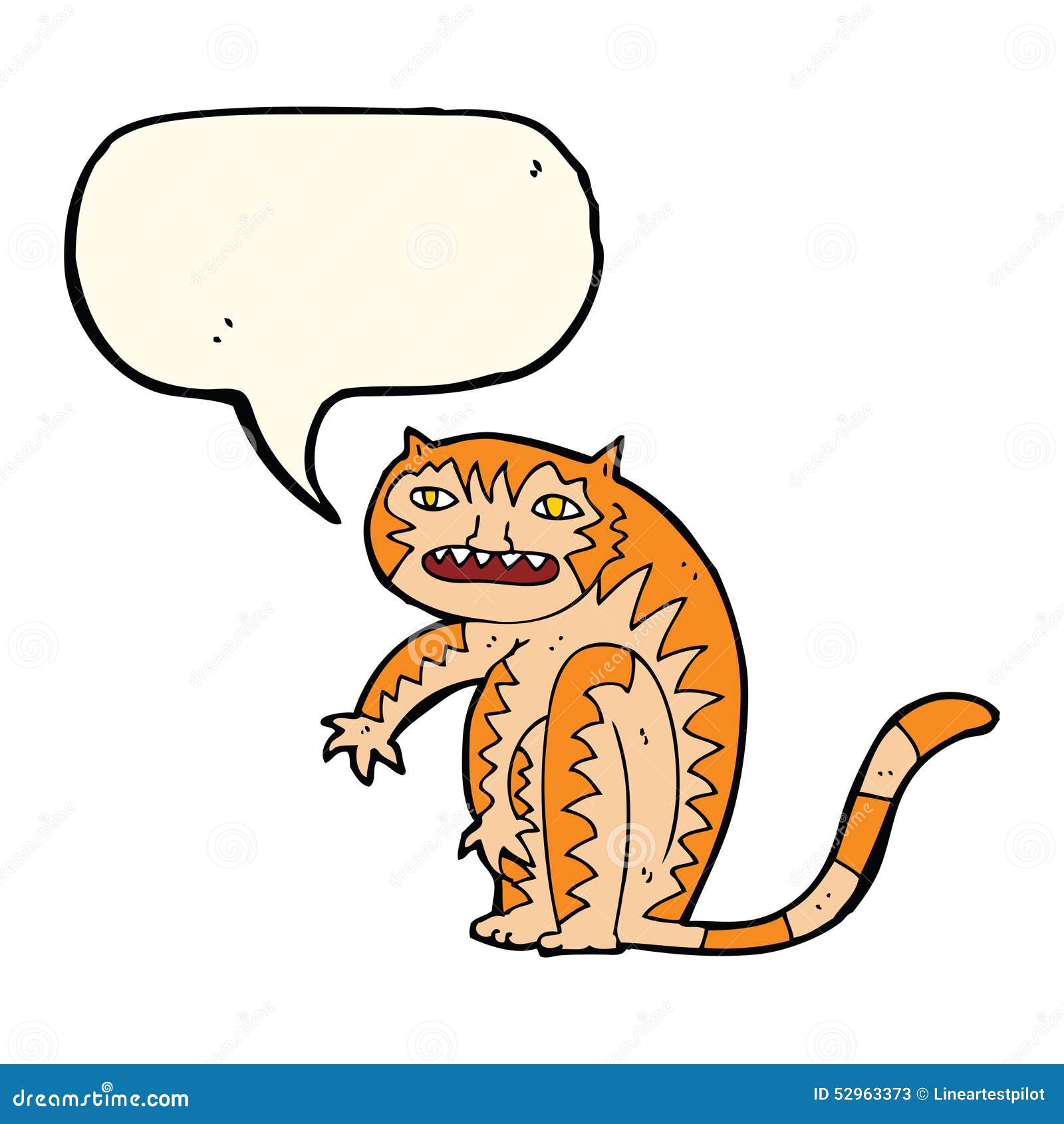 Cartoon Tiger with Speech Bubble Stock Illustration - Illustration of ...