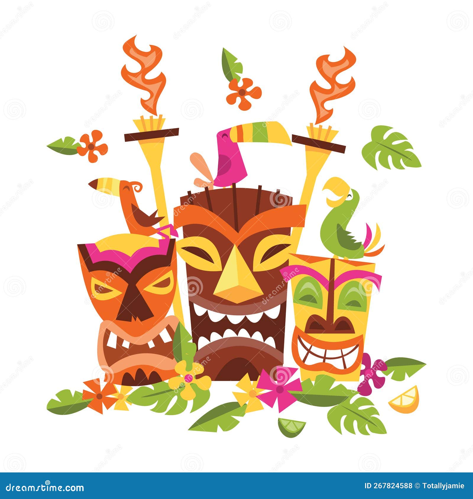 Cartoon Tiki Statues stock vector. Illustration of colorful - 267824588