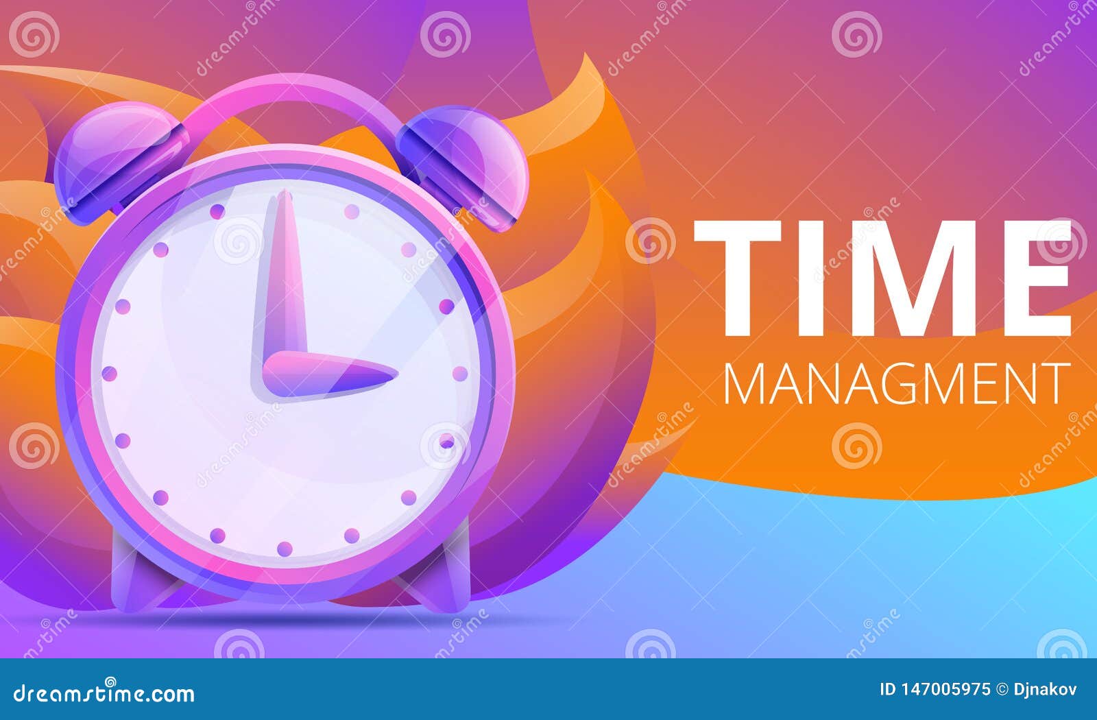 Cartoon Time Concept Design with Clock Stock Vector - Illustration of ...
