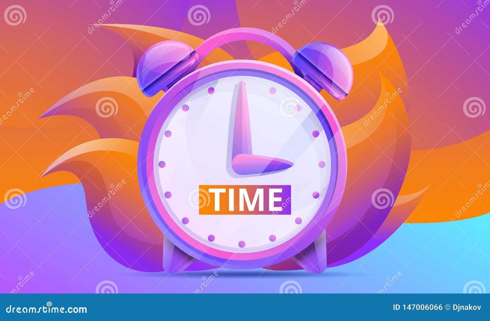 Cartoon Time Concept Design with Clock Stock Illustration ...