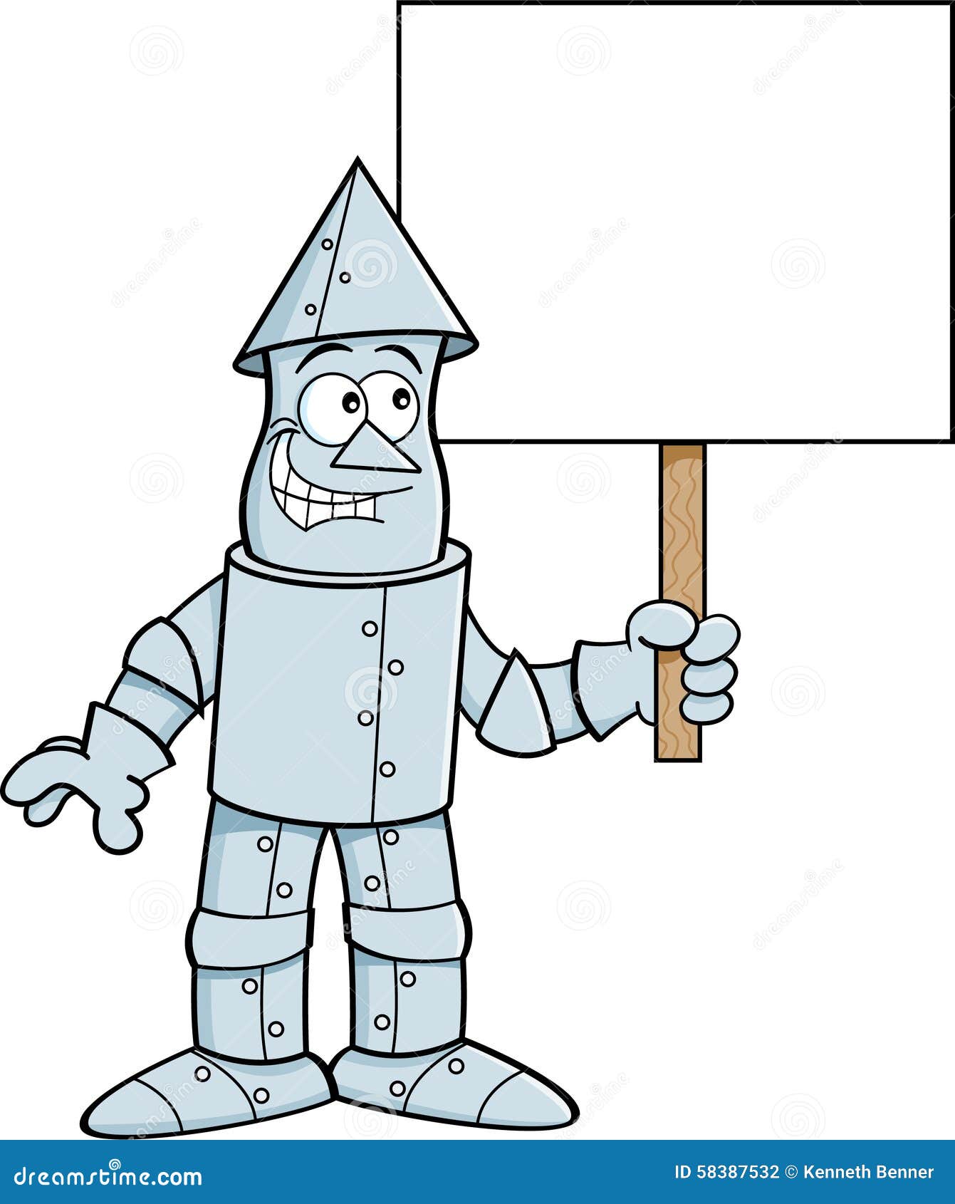 Cartoon Tin Man Holding a Sign. Stock Vector - Illustration of humorous ...