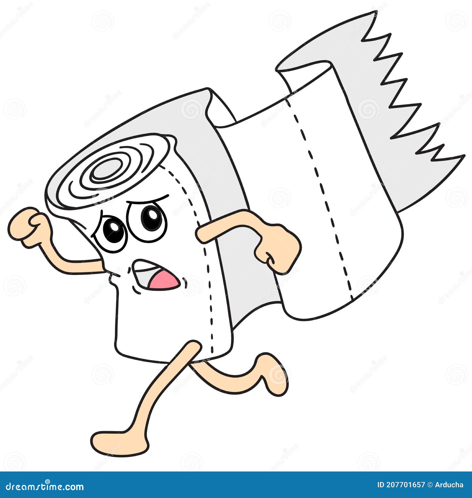 Cartoon Tissue. Flat Rolled Paper Napkins And Hand Dryer, Toilet Paper ...