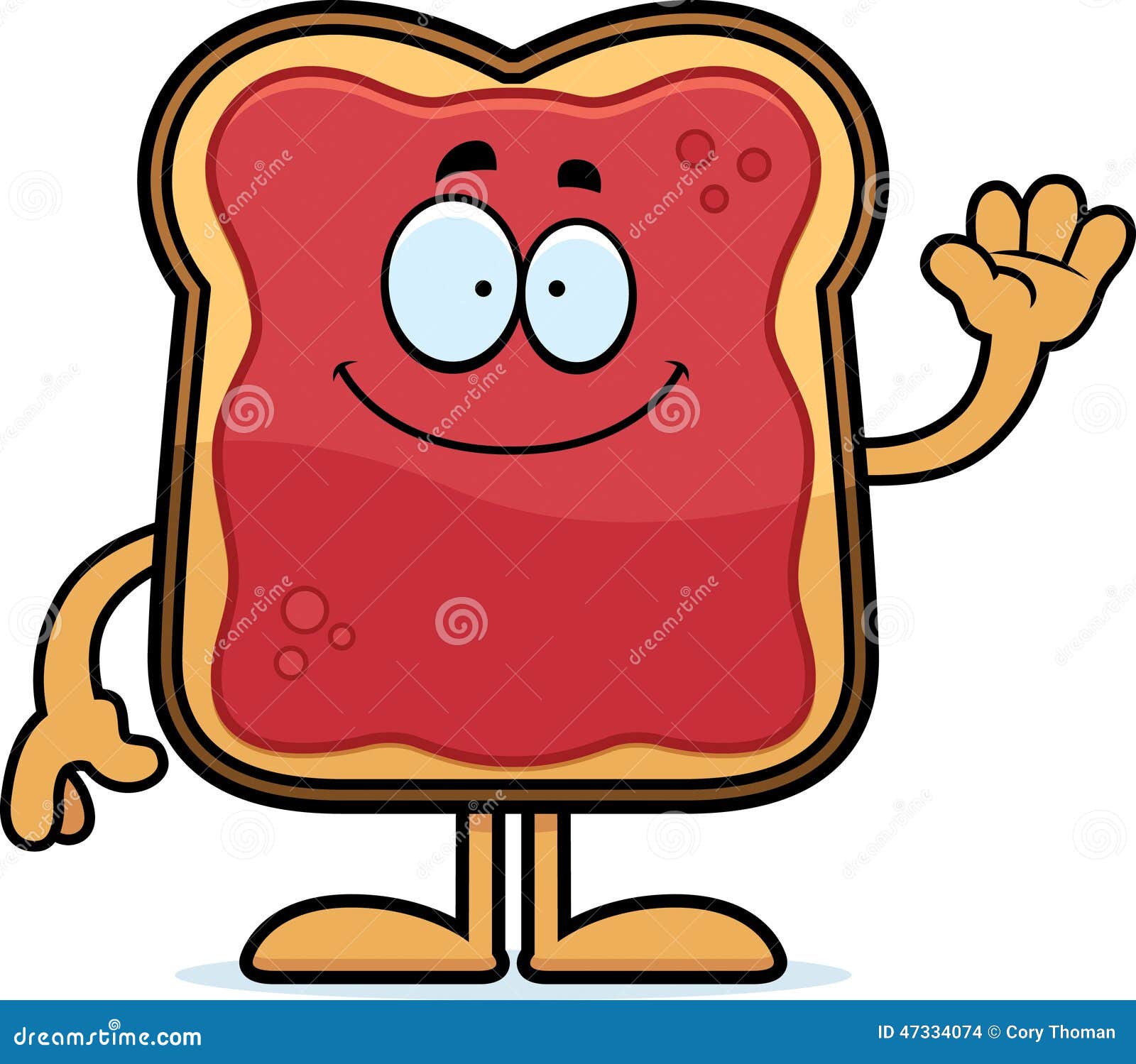 Cartoon Toast with Jam Waving Stock Vector - Illustration of preserves ...