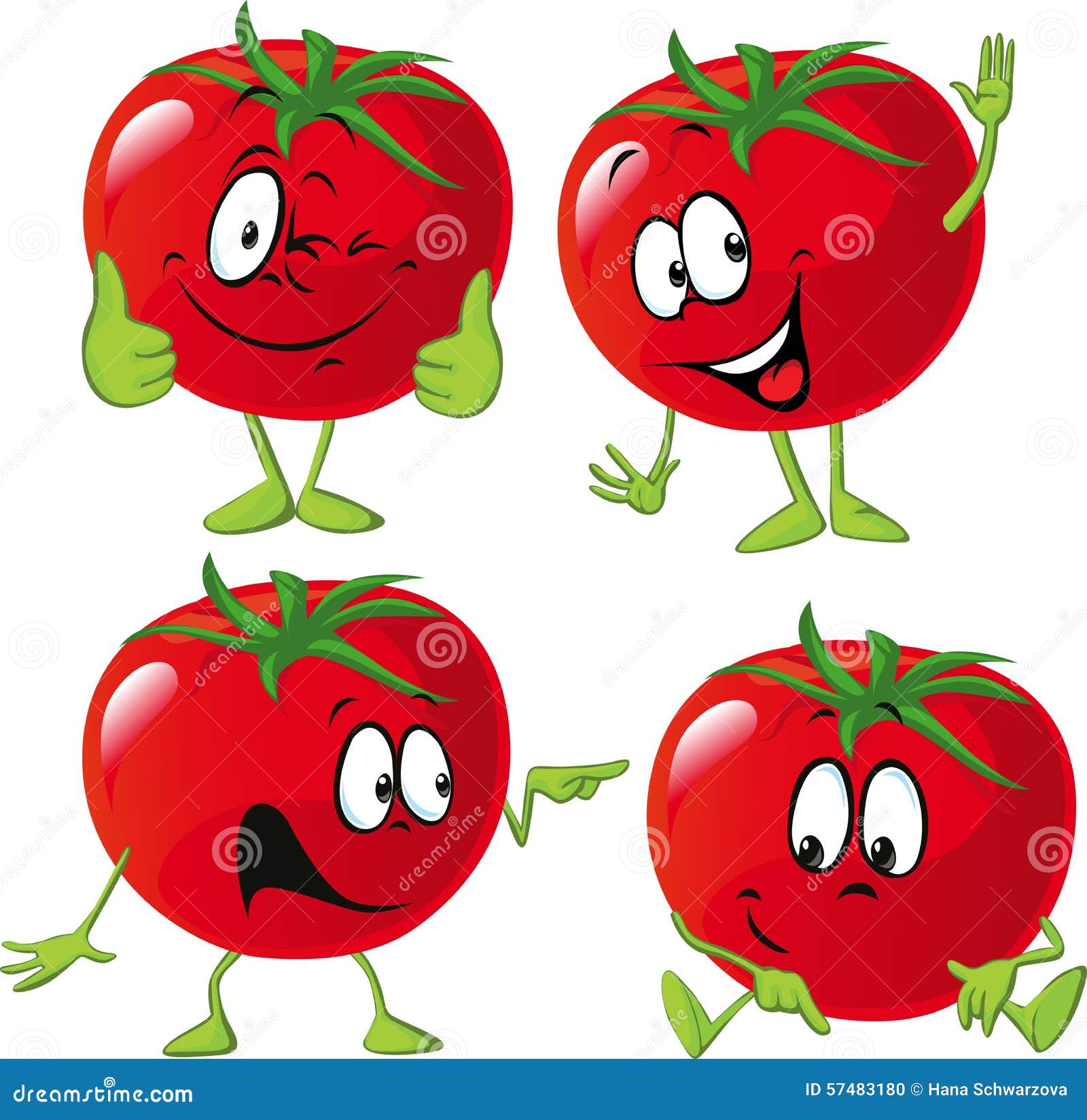 Cartoon Tomato with Many Expression, Hand and Leg Stock Vector ...
