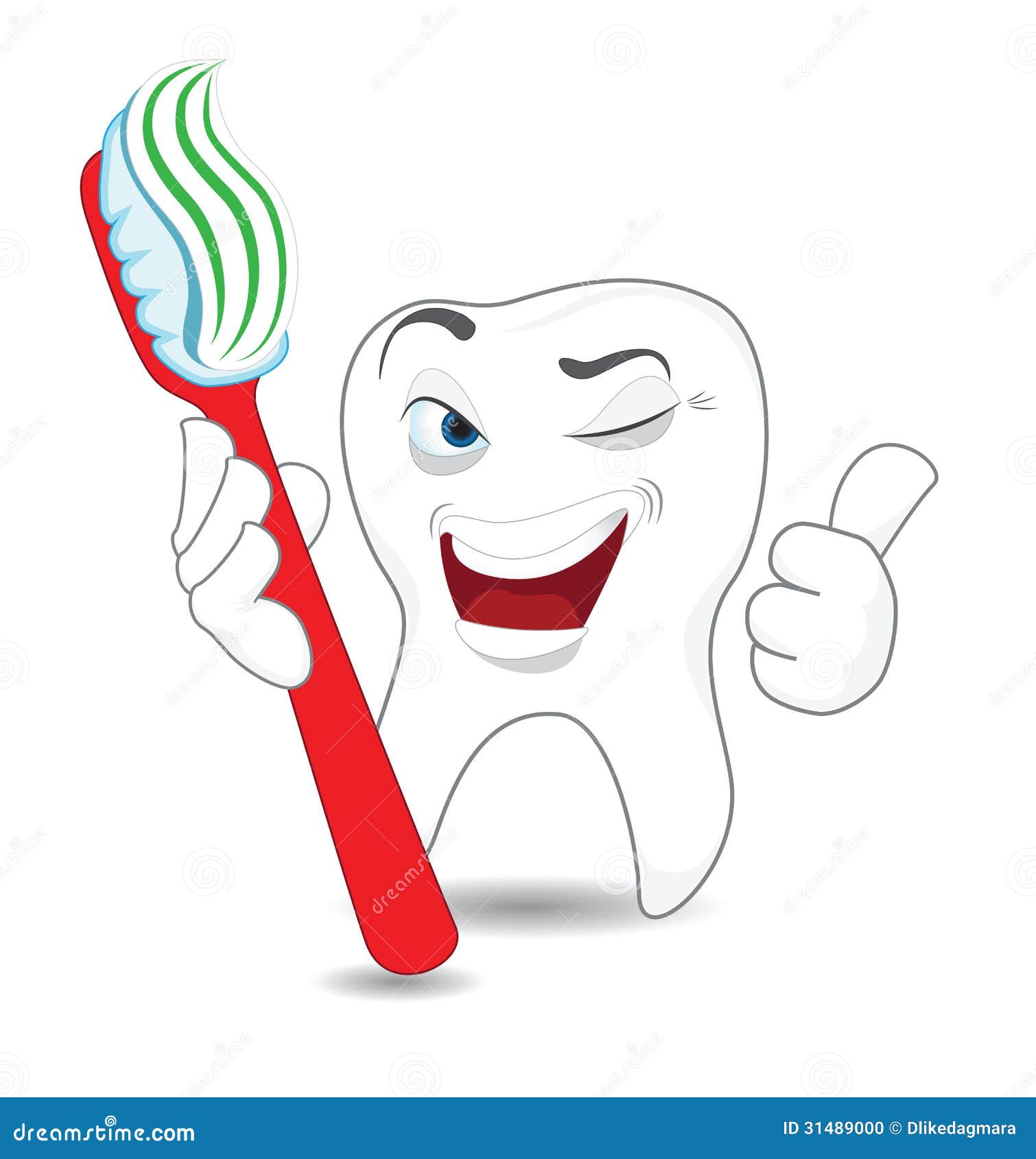 Cartoon Tooht with Toothbrush Stock Illustration - Illustration of ...