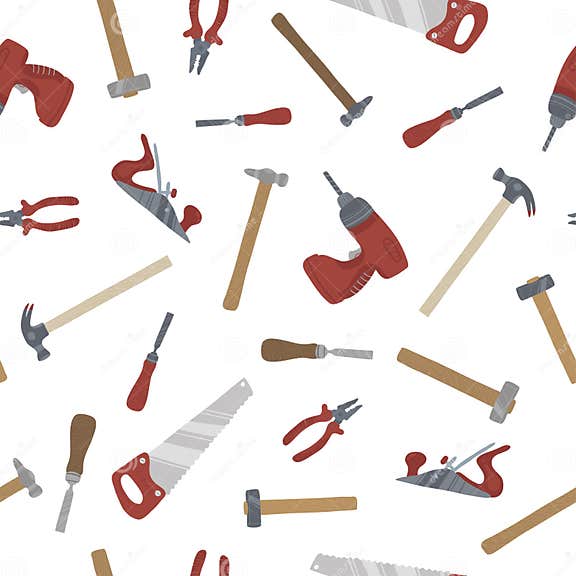 Cartoon Tools Background - Seamless Vector Texture with Hardware ...