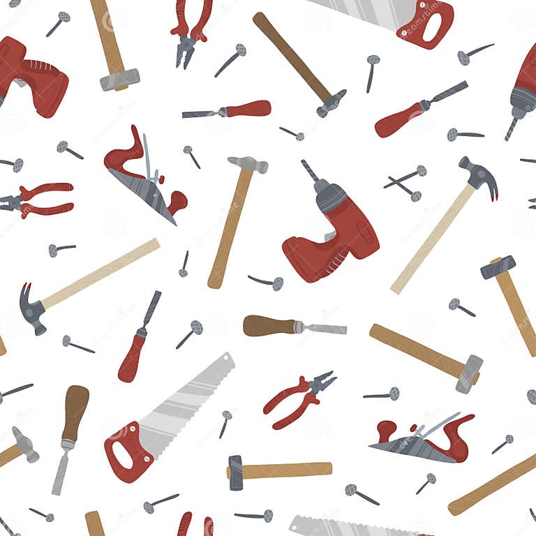 Cartoon Tools Background - Seamless Vector Texture with Hardware ...