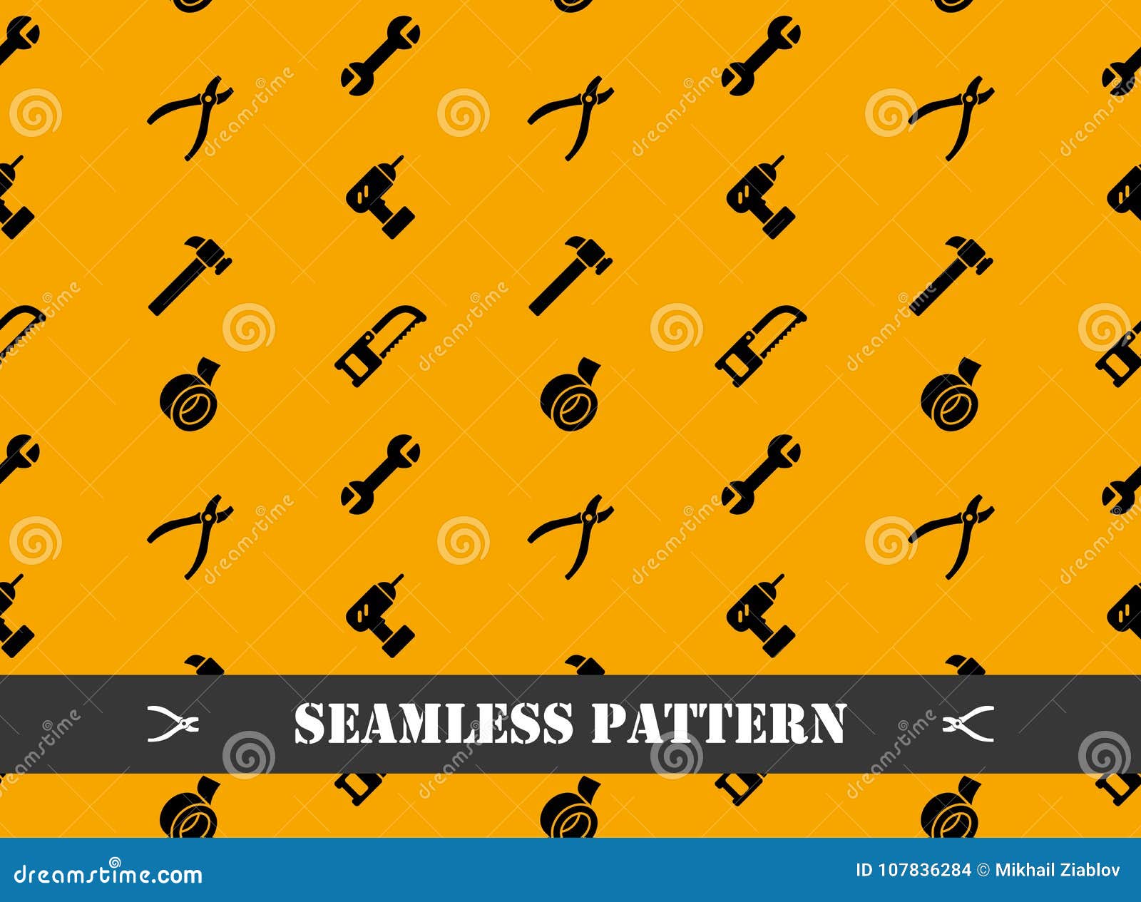 Cartoon tools pattern stock vector. Illustration of background - 107836284