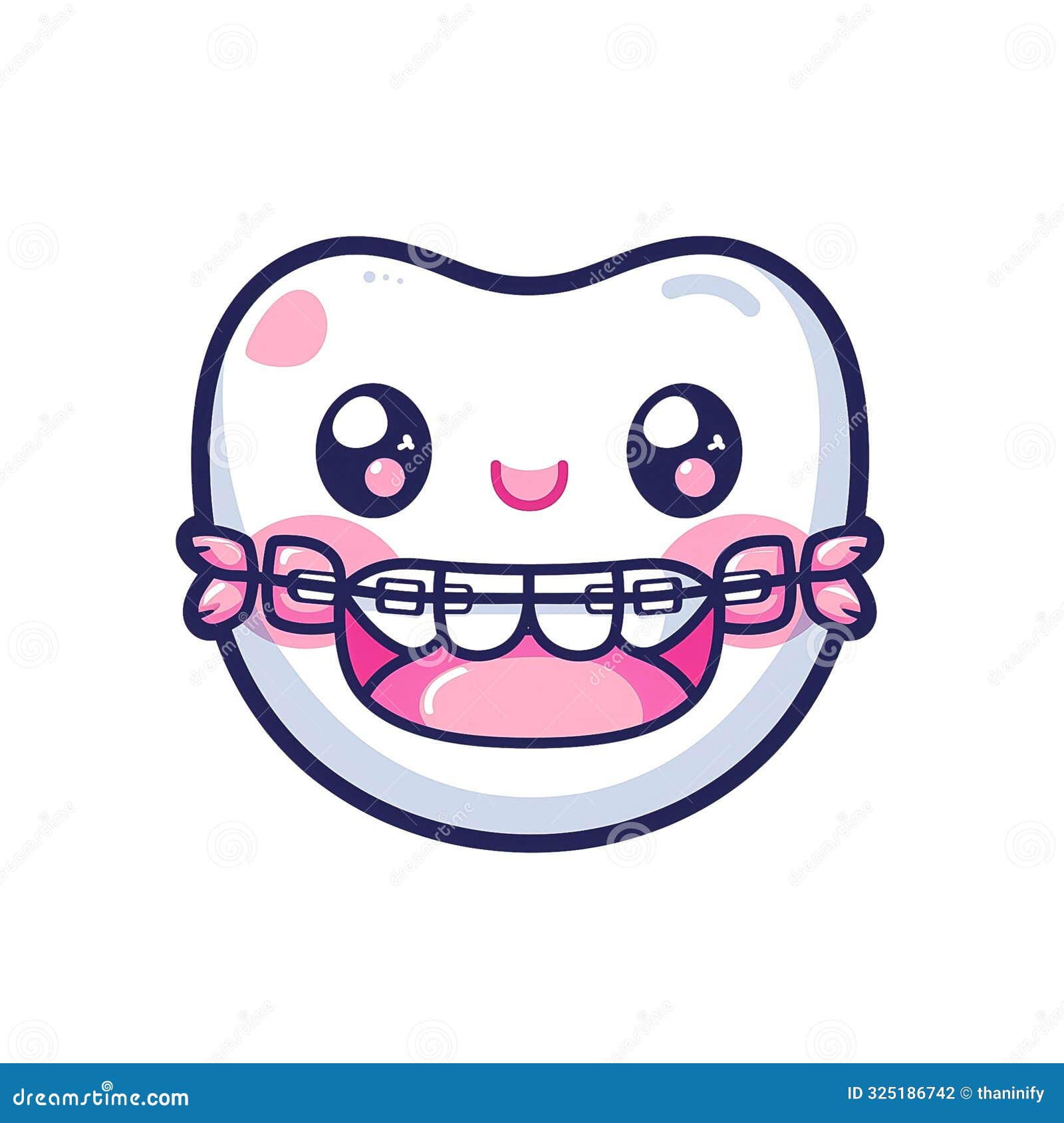 A Cartoon Tooth with Braces and Teeth Stock Illustration - Illustration ...