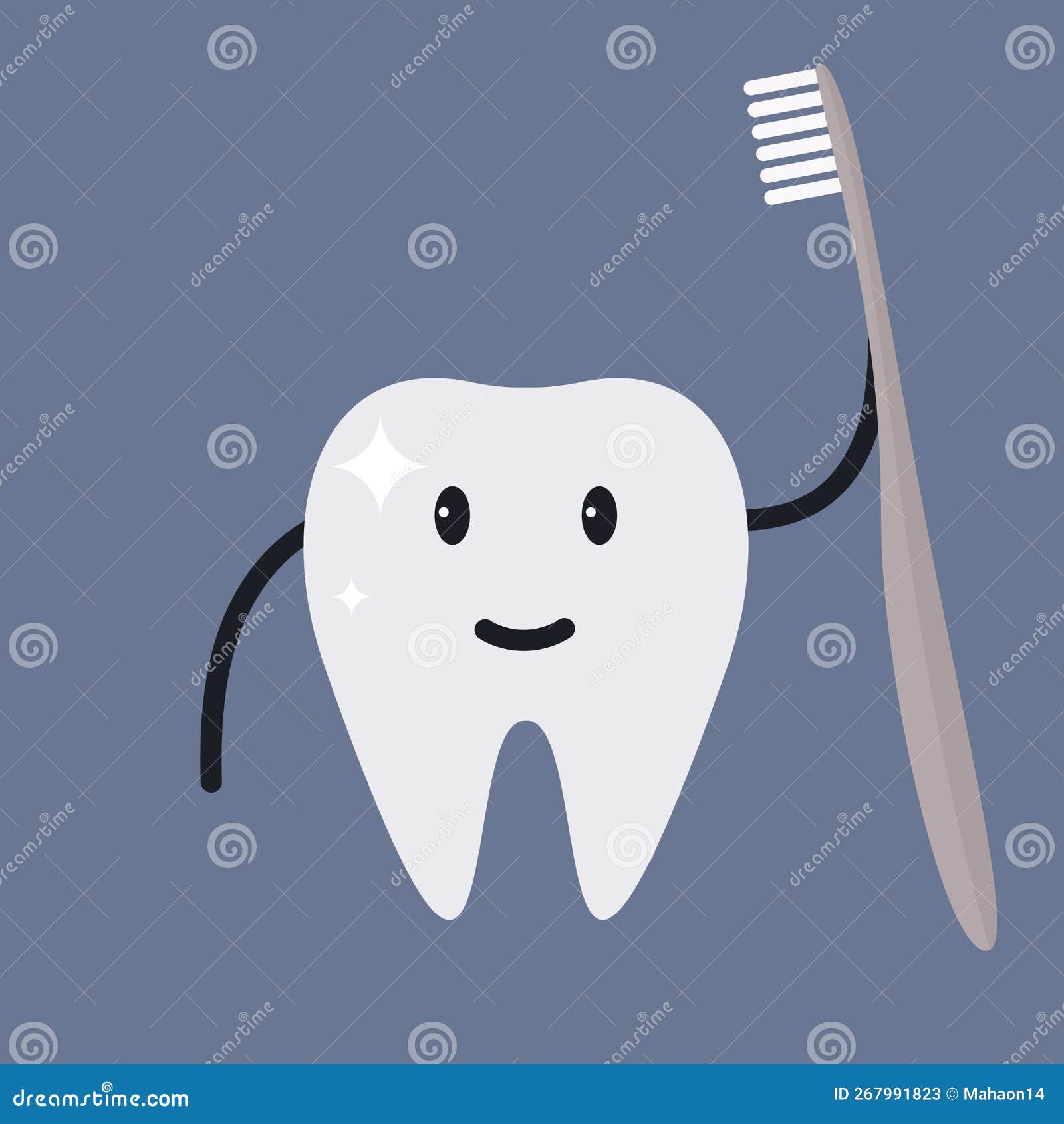 Cartoon tooth with brush stock vector. Illustration of dentistry ...