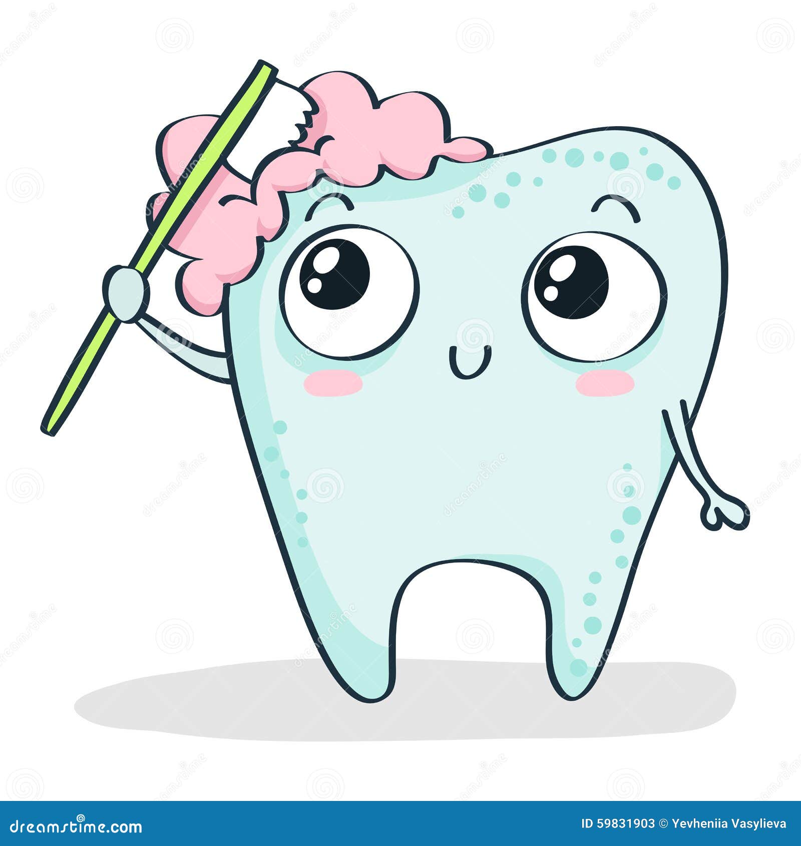 Cartoon Tooth Brushing Itself On White | CartoonDealer.com #59831903 Cartoon Tooth Brushing Itself On White | CartoonDealer.com #59831903