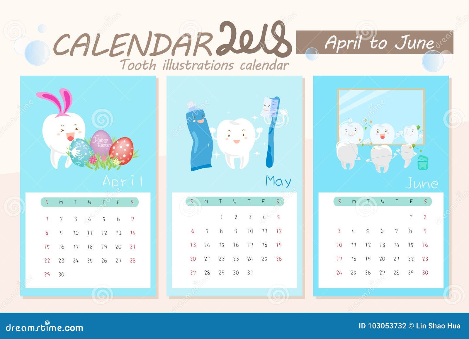 Cartoon Tooth with Calendar Stock Vector - Illustration of june ...