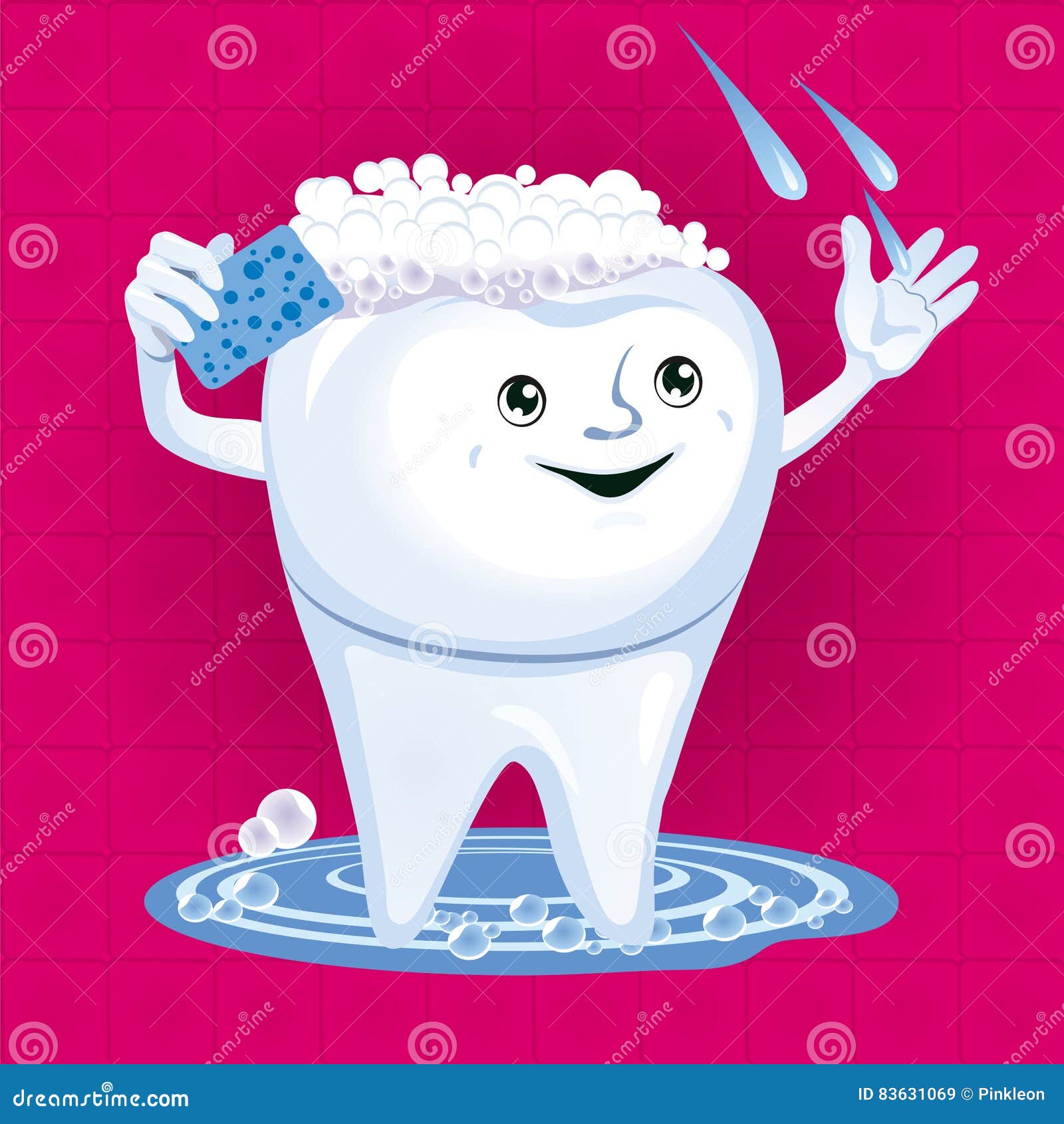 Cartoon tooth cleaning stock illustration. Illustration of tooth - 83631069