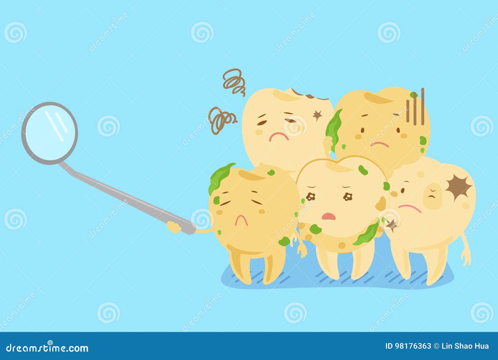 Cartoon tooth decay stock vector. Illustration of molar - 98176363