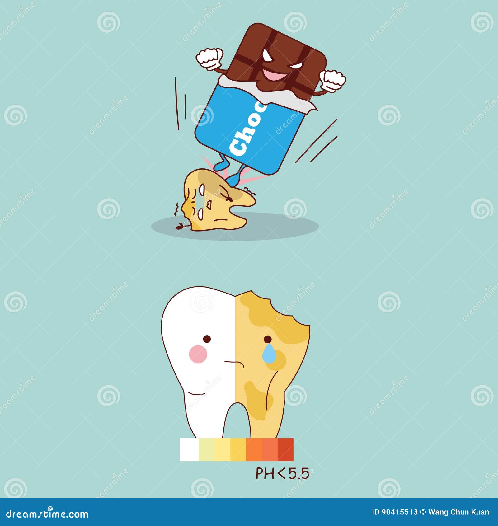 Cartoon tooth decay stock vector. Illustration of dentist - 90415513