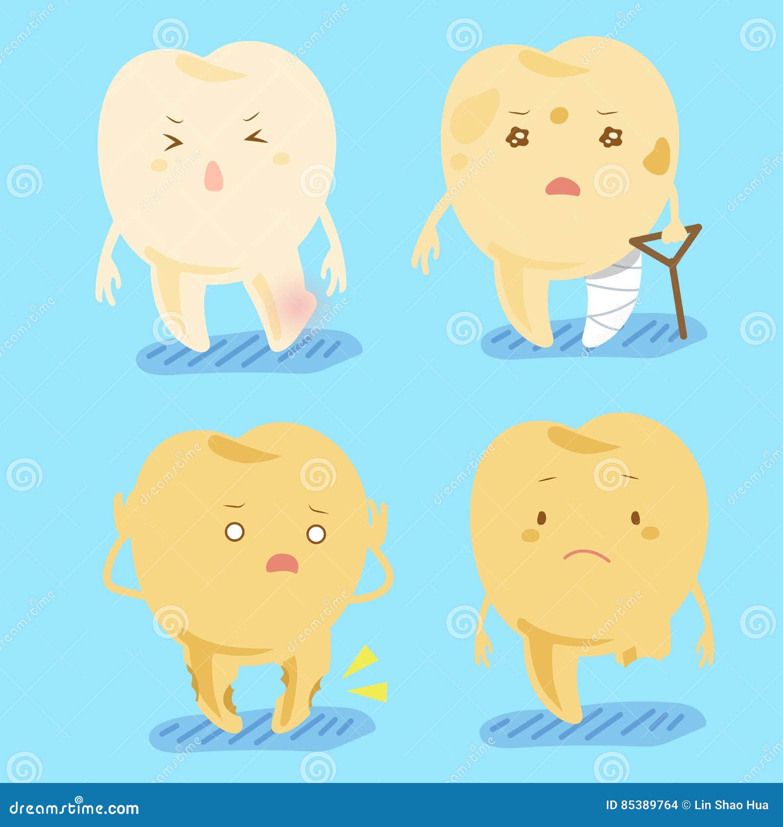 Cartoon tooth decay stock vector. Illustration of cavity - 85389764