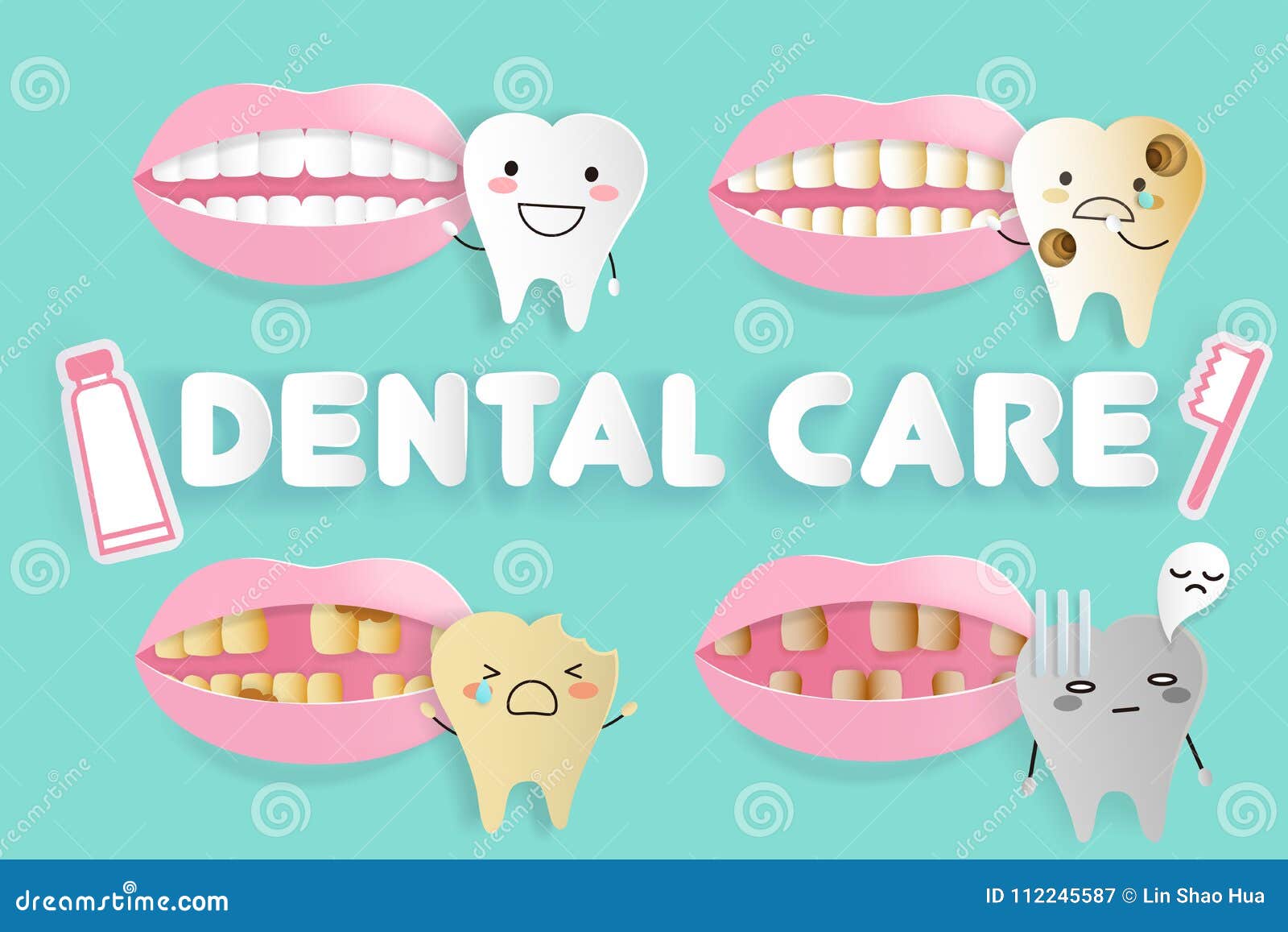 Tooth Decay Cartoon Vector | CartoonDealer.com #24574035