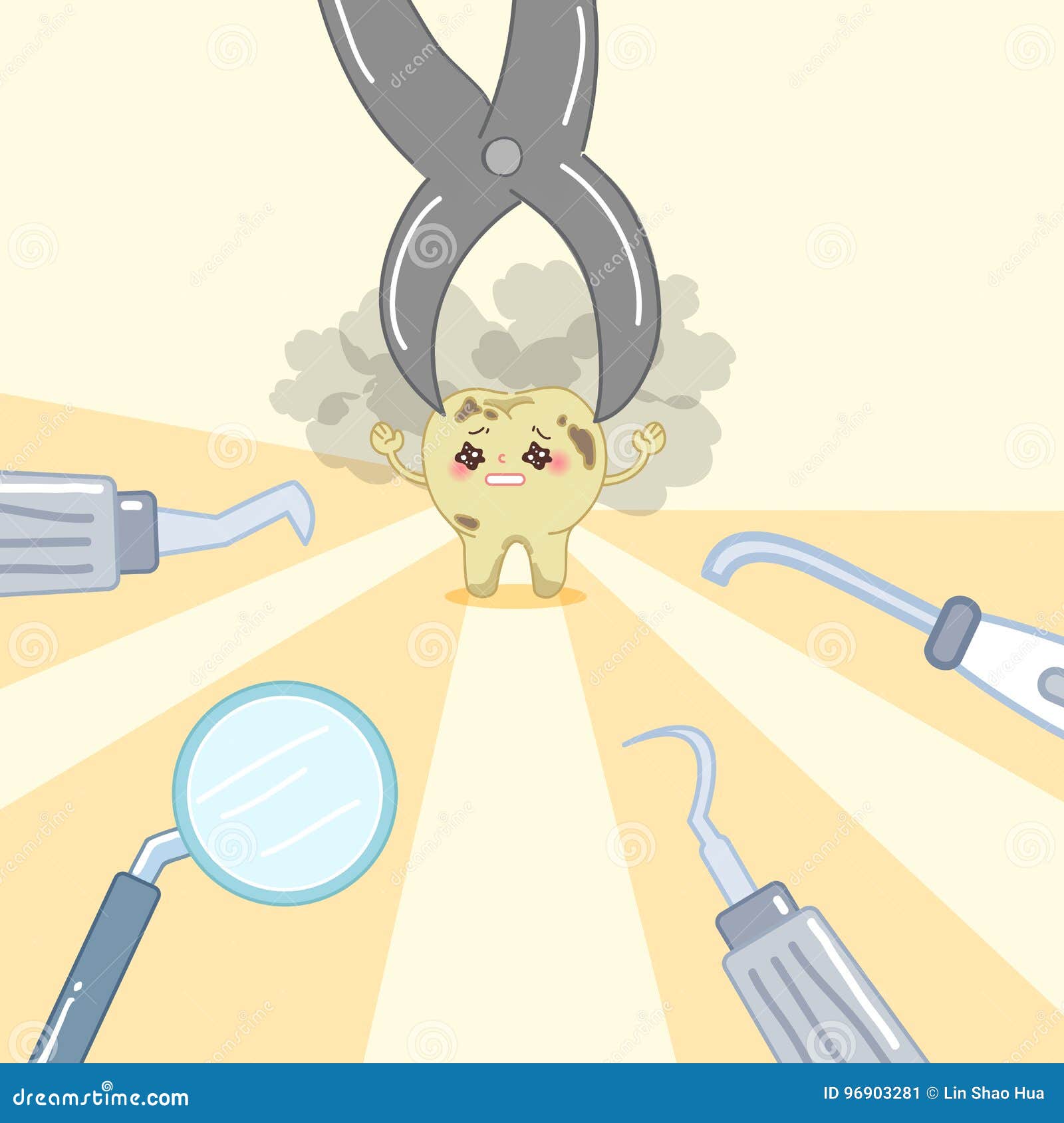 Cartoon Tooth Decay with Tools Stock Vector - Illustration of decay ...