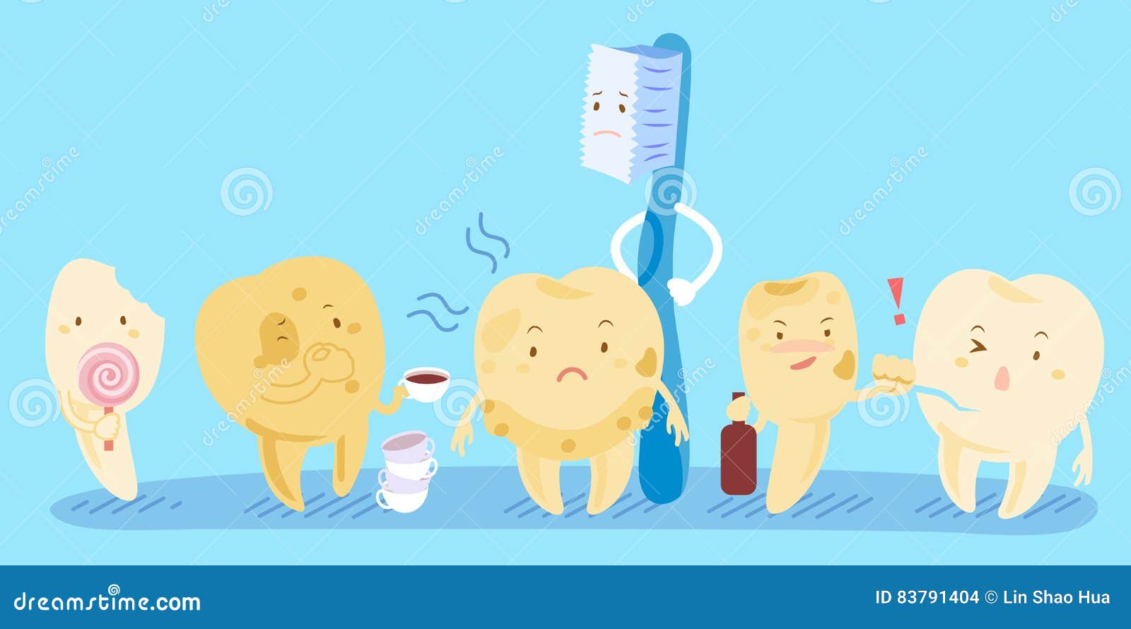 Cartoon tooth decay stock vector. Illustration of germ - 83791404