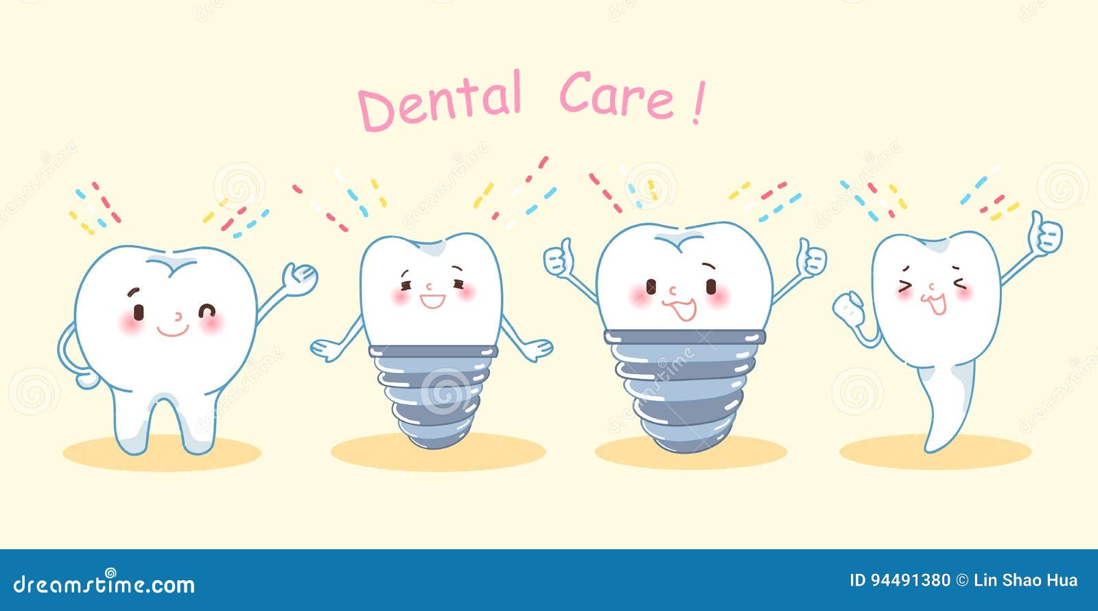 Cartoon Tooth with Dental Care Stock Vector - Illustration of clinic ...