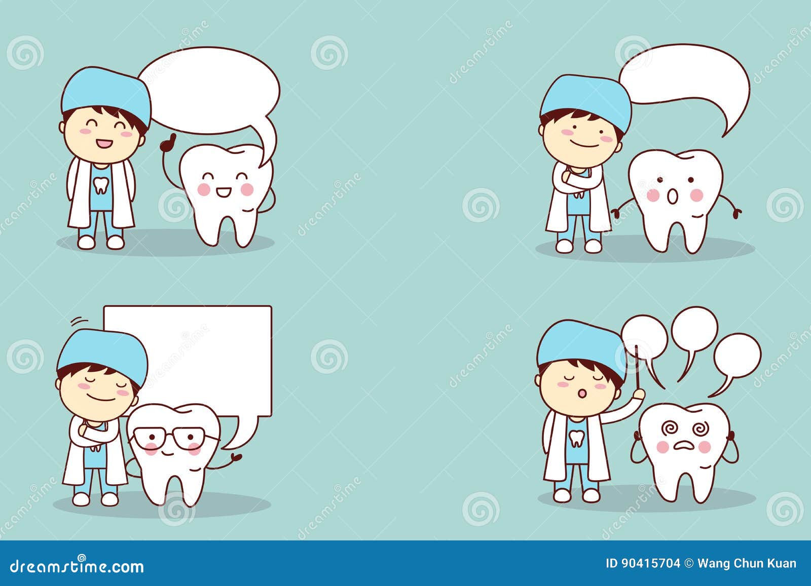 Cartoon tooth and dentist stock vector. Illustration of mouth - 90415704