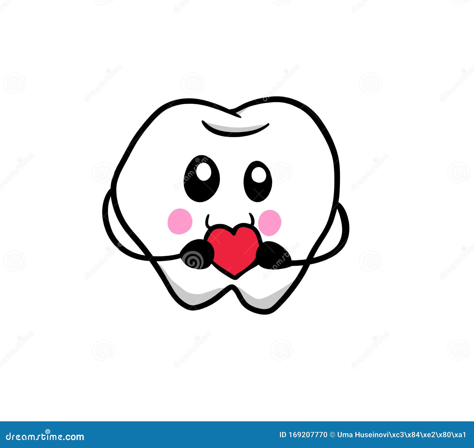 A Cartoon Tooth Holding a Heart Stock Illustration - Illustration of ...