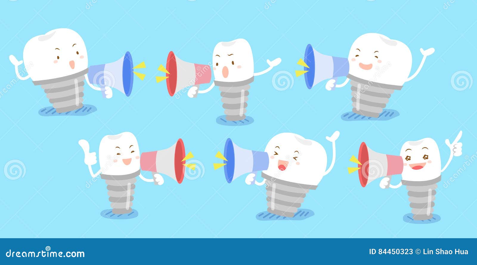 Cartoon Tooth Implant Take Microphone Stock Vector - Illustration of ...