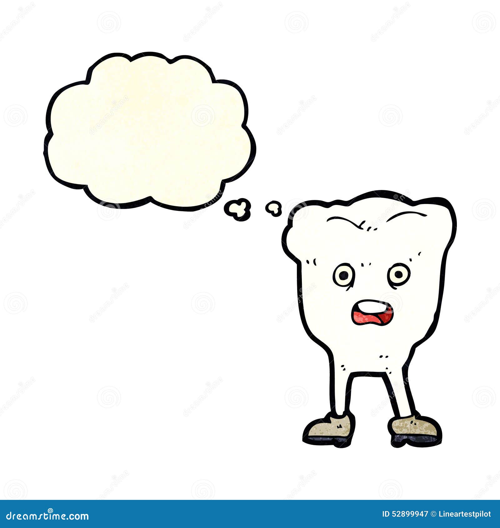 Cartoon Tooth Looking Afraid with Thought Bubble Stock Illustration ...