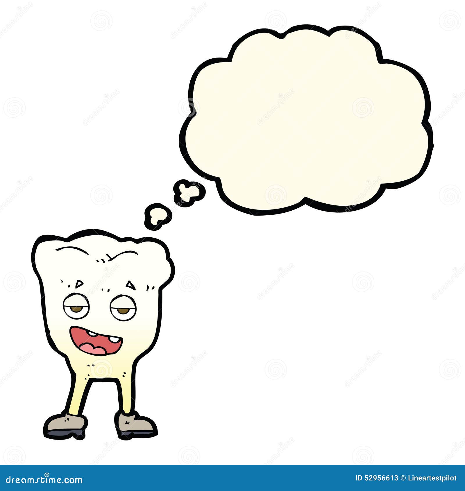 Cartoon Tooth Looking Smug with Thought Bubble Stock Illustration ...