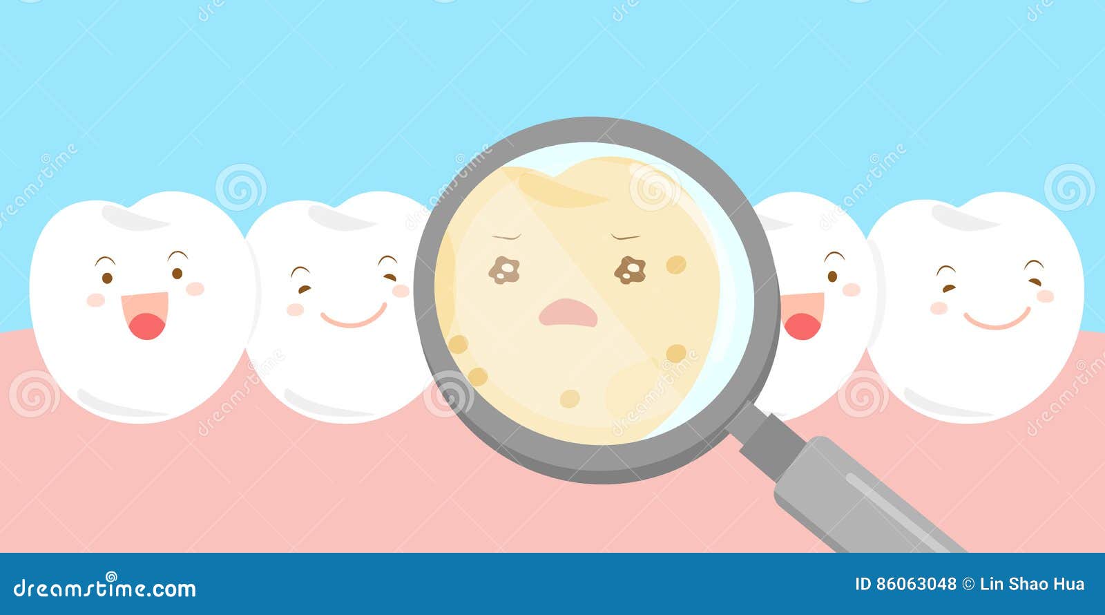 Cartoon Tooth and Magnifying Stock Vector - Illustration of magnifier ...