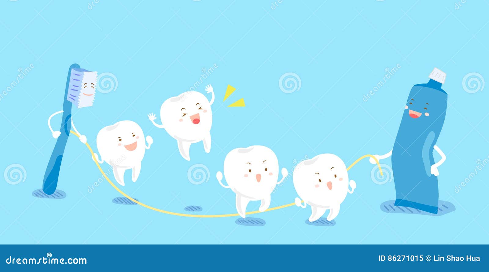 Cartoon tooth play happily stock vector. Illustration of dentistry ...
