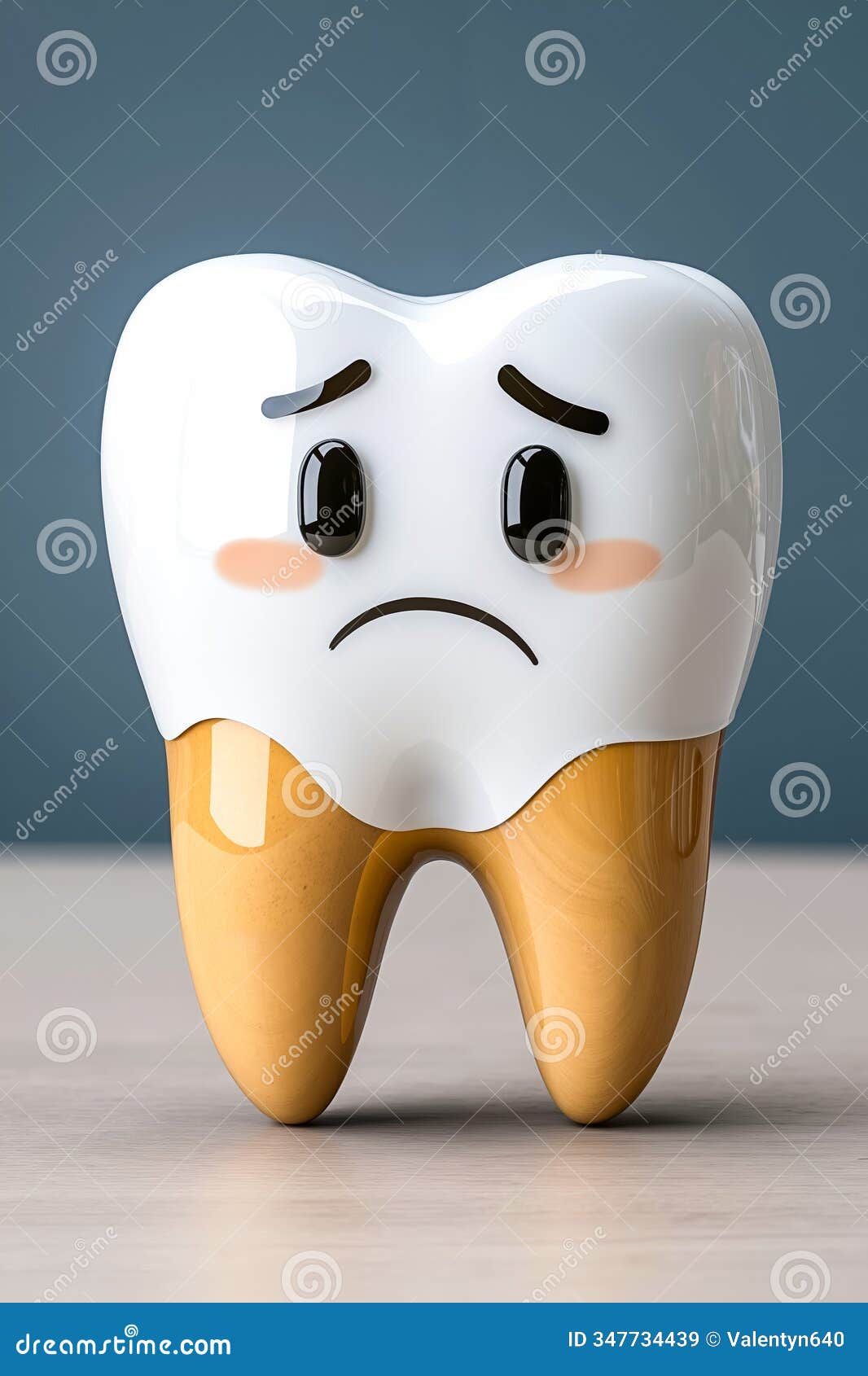 A Cartoon Tooth with a Sad Face on it S Face Stock Illustration ...