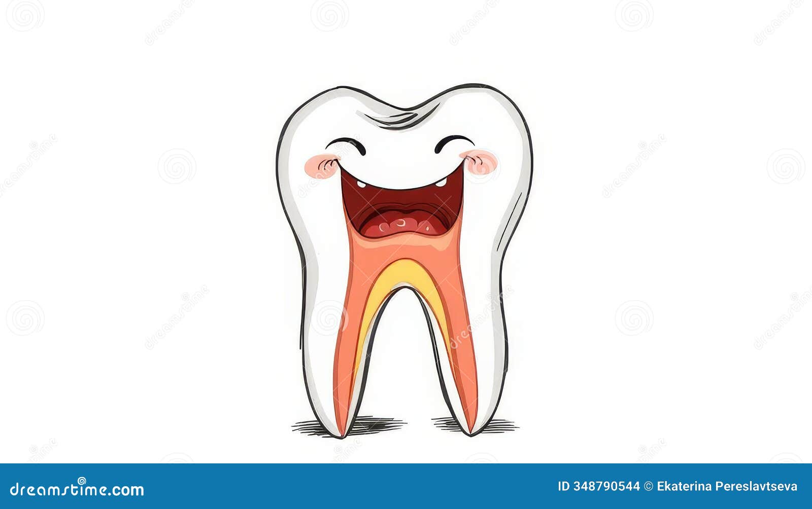 Cartoon Tooth with a Smile on it Stock Illustration - Illustration of ...