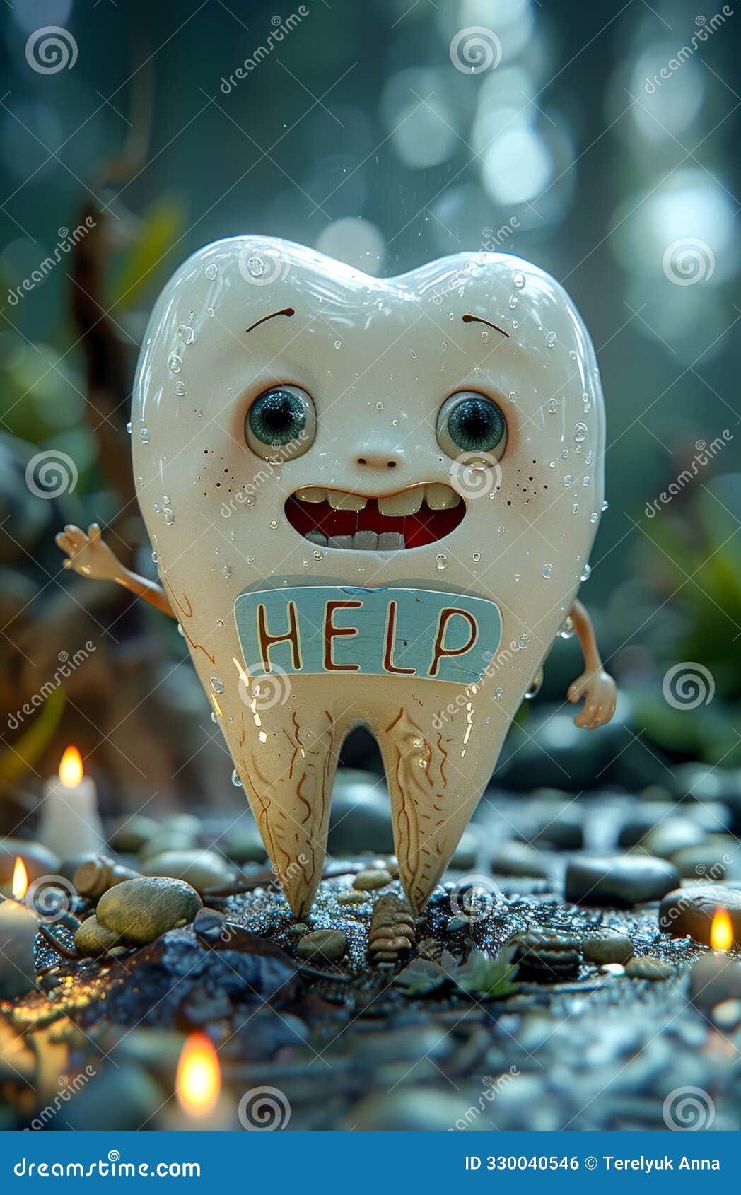 A Cartoon Tooth is Smiling and Waving at the Camera Stock Photo - Image ...