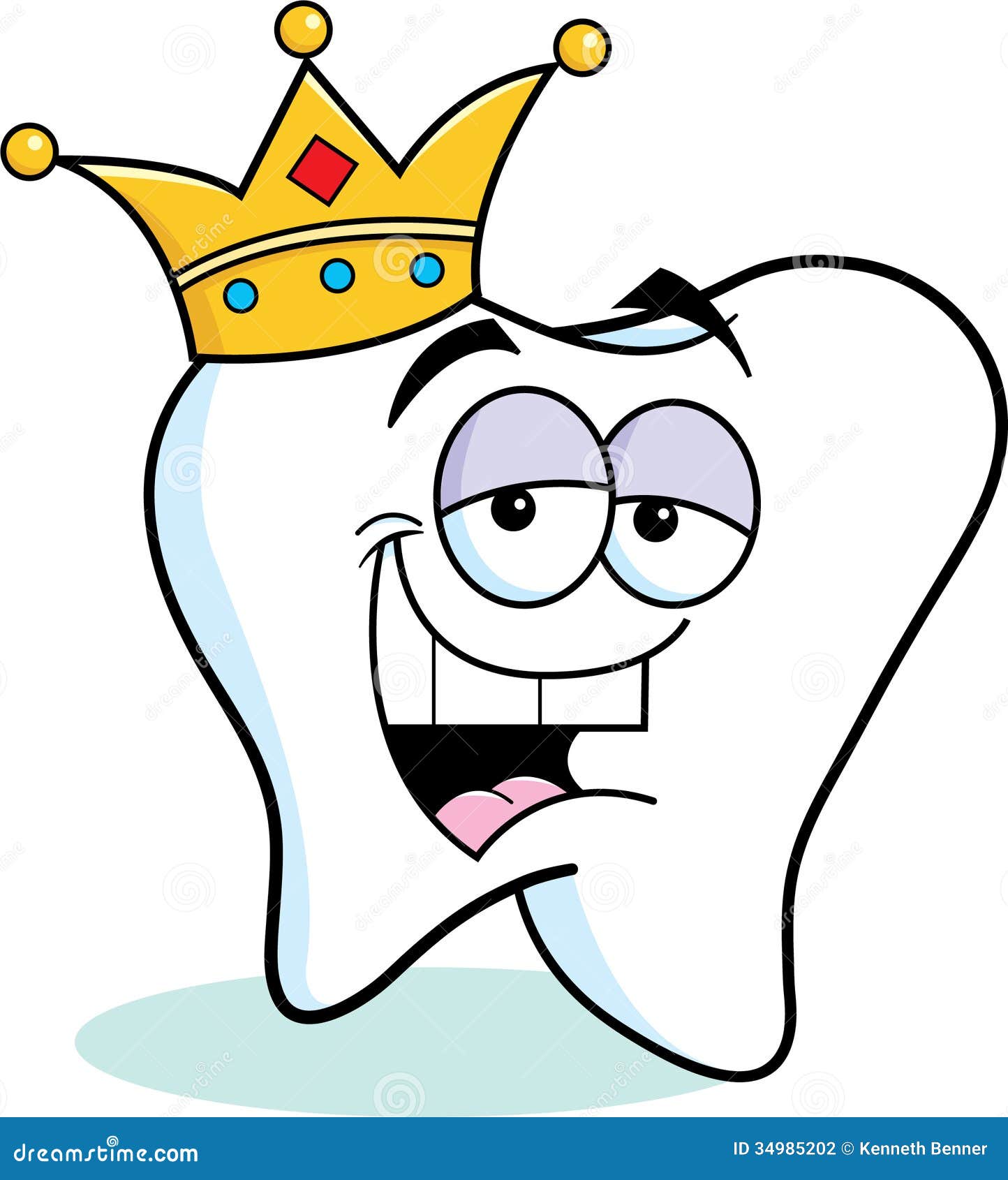 Cartoon Tooth Wearing a Crown Stock Vector - Illustration of dental ...