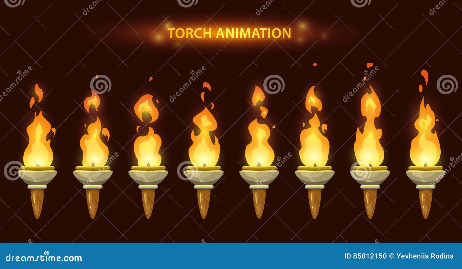 Cartoon Torch Fading Animation. Burning And Extinguished Medieval ...